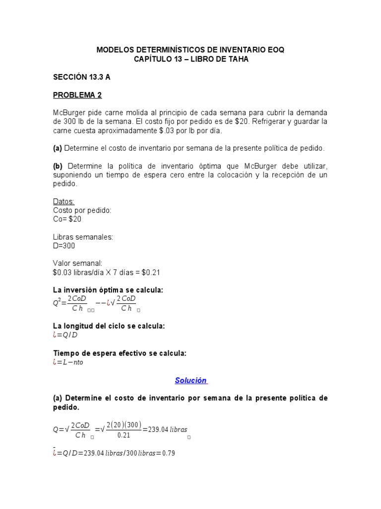 Tarea 3 - Modelos Determinísticos de Inventario Eoq | PDF | Inventario | Economía Financiera