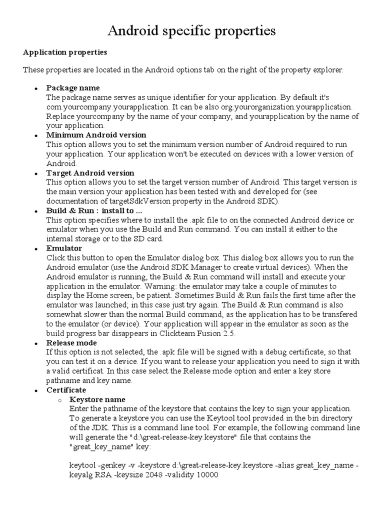 Android Specific Properties | PDF | Android (Operating System) | Icon ...