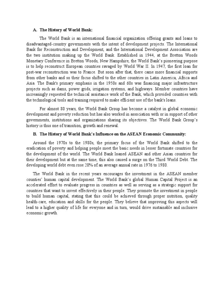A. The History of World Bank | PDF | World Bank | Poverty Reduction
