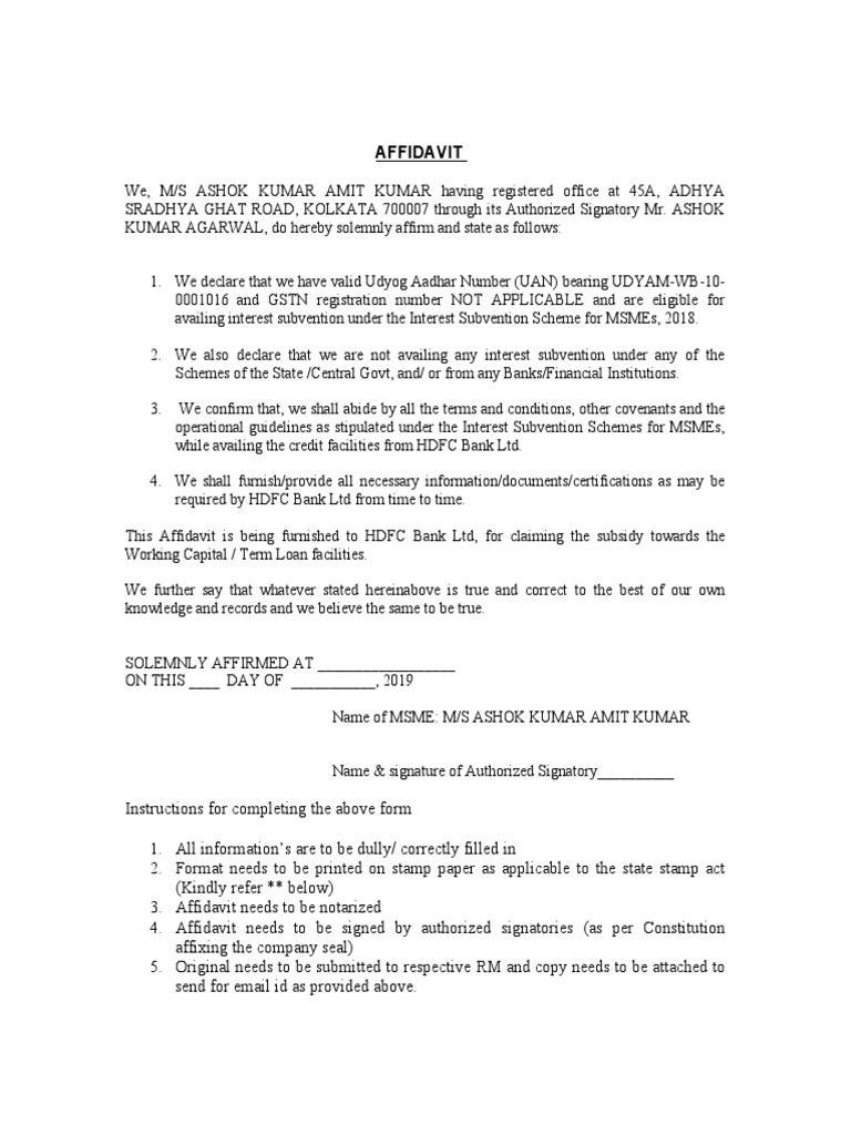 AFFIDAVIT Format | PDF