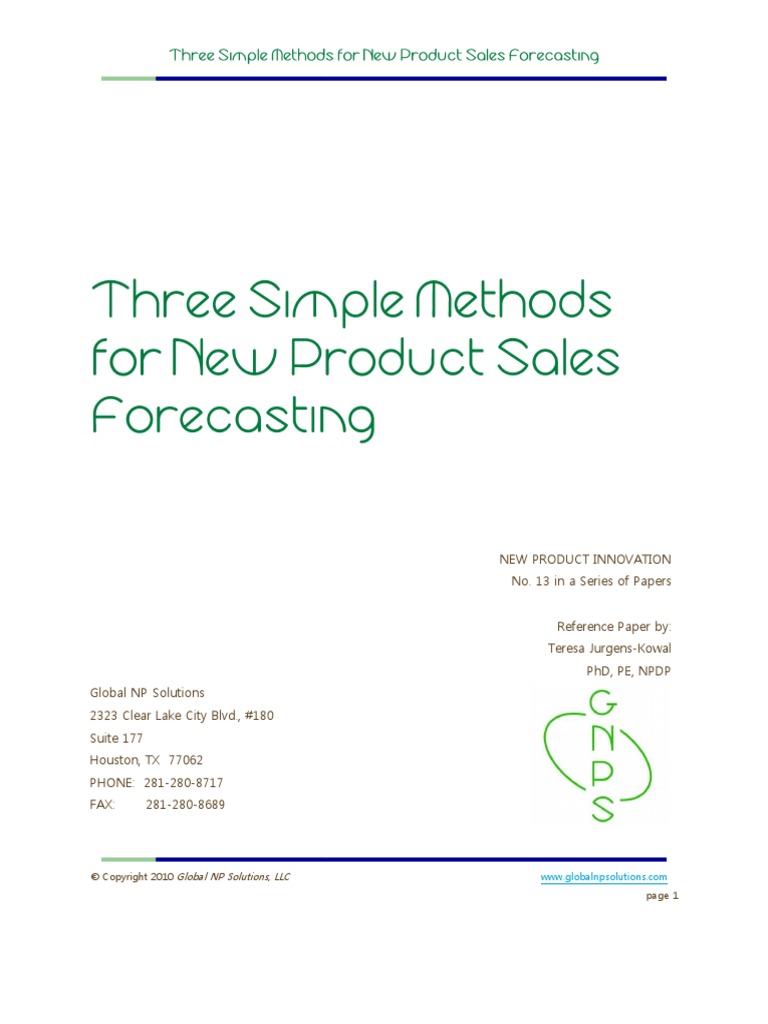 Global NP Solutions, LLC | PDF | New Product Development | Forecasting