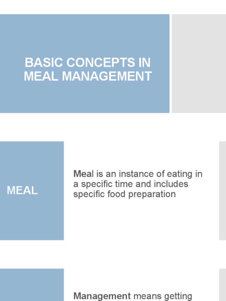 Introduction to Meal Management Concepts | PDF | Meal | Value (Ethics)