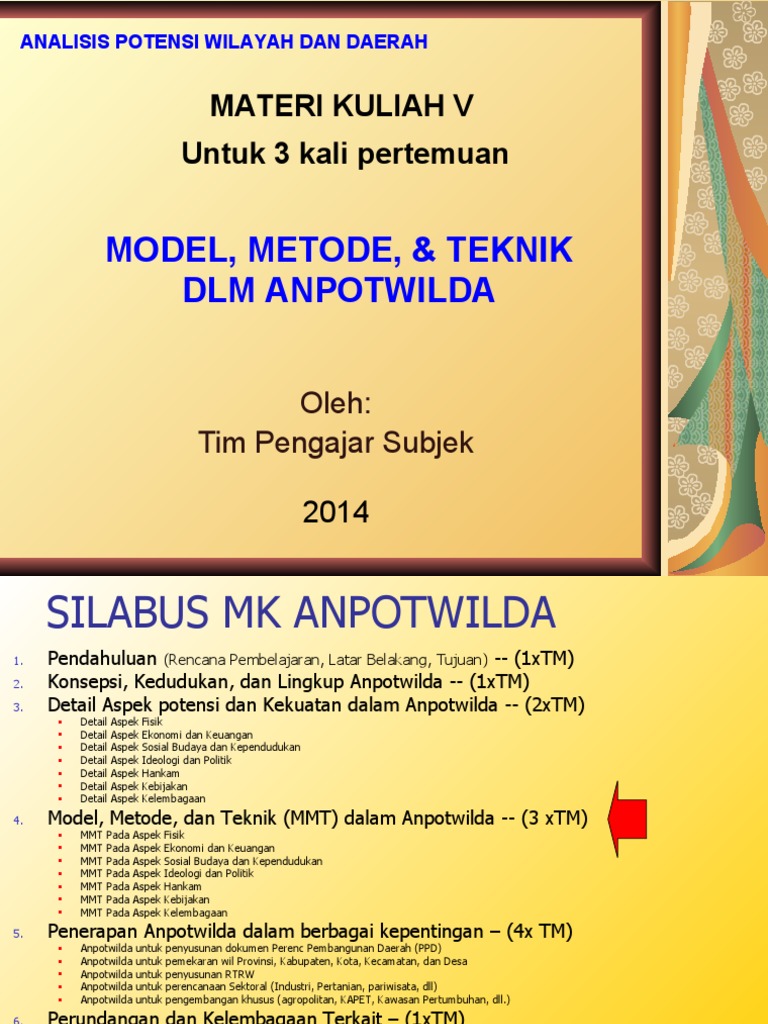 Model dan Metode Anpotwilda | PDF | Pengelolaan Keuangan & Uang ...