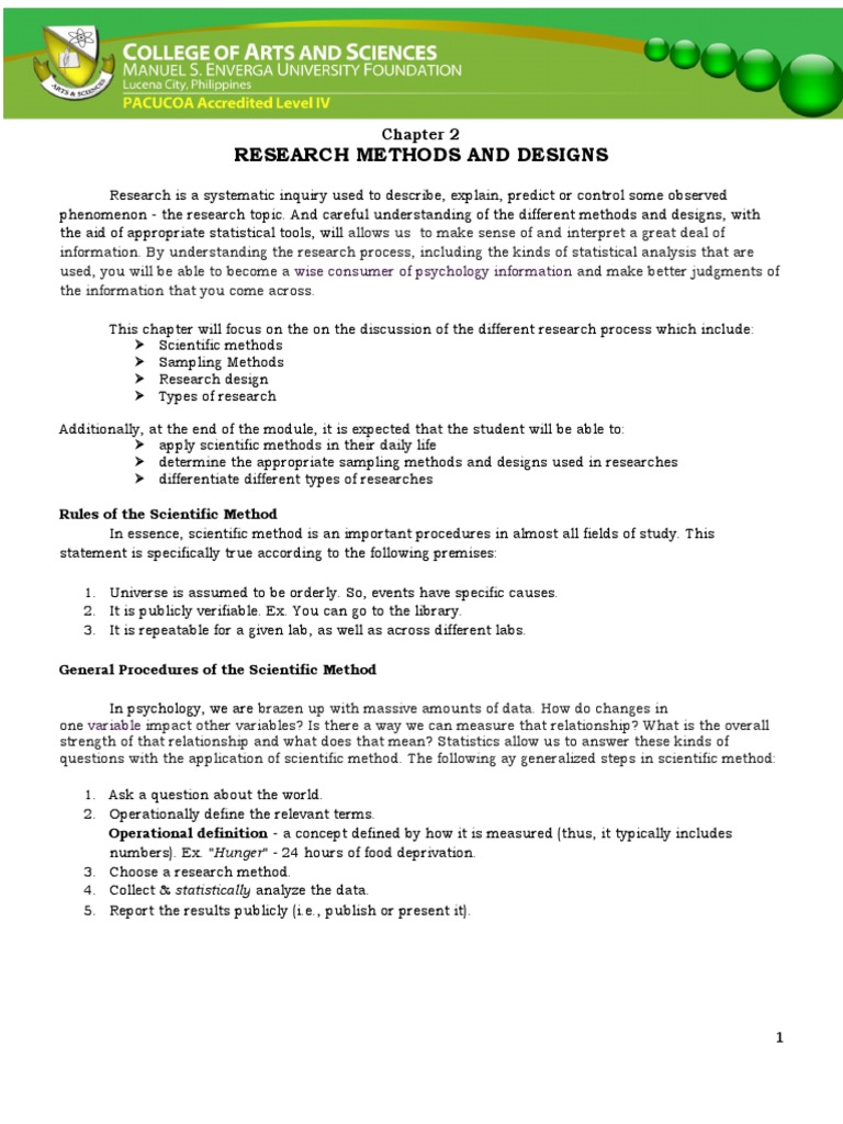 Module 2 (Research Methods and Designs) | PDF | Sampling (Statistics ...