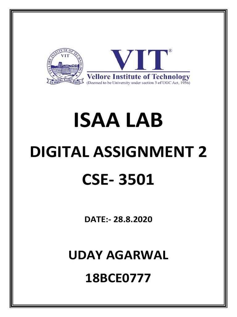 Isaa Lab: Digital Assignment 2 CSE-3501 | PDF