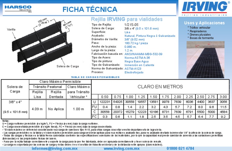 Ficha Técnica Rejilla Irving IS-05 | PDF | Rieles | Naturaleza