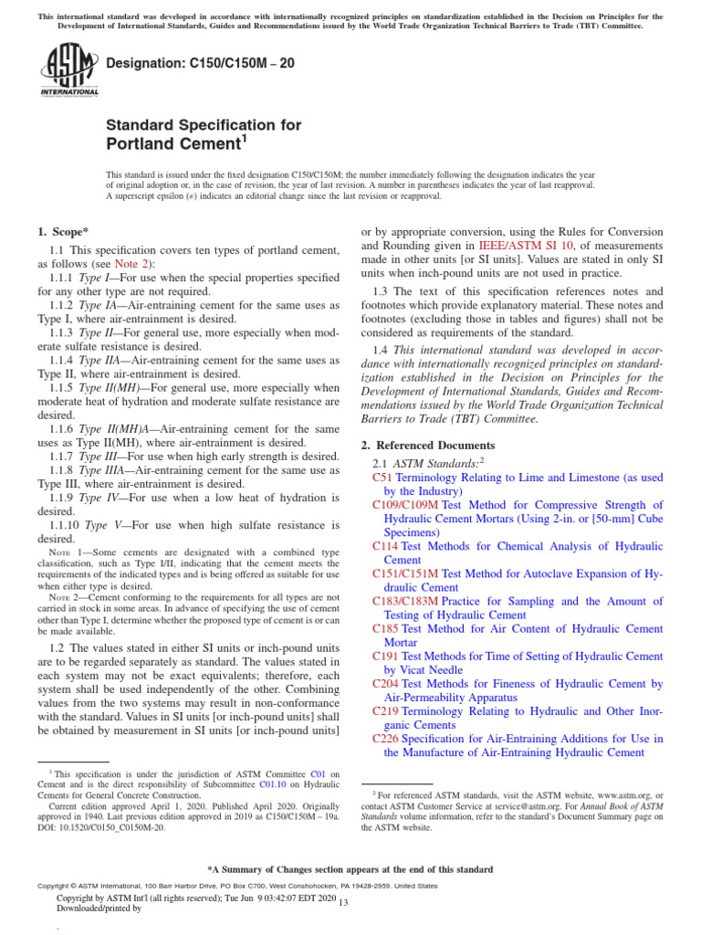 Portland Cement: Standard Specification For | PDF | Cement | Chemical ...