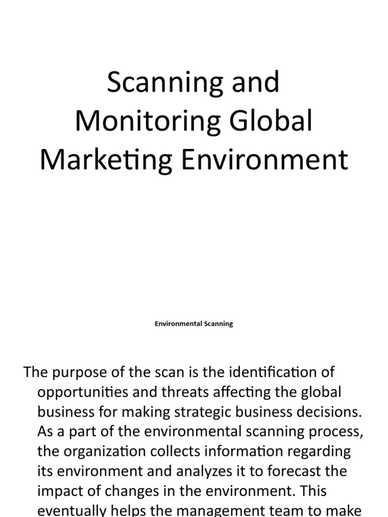 Global Marketing Environment Scanning | PDF | Microeconomics | Marketing