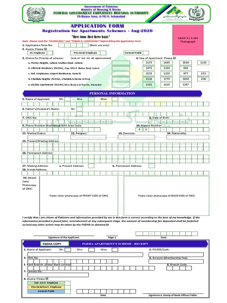 Application Form: Registration For Apartments Schemes - Aug-2020 | PDF ...