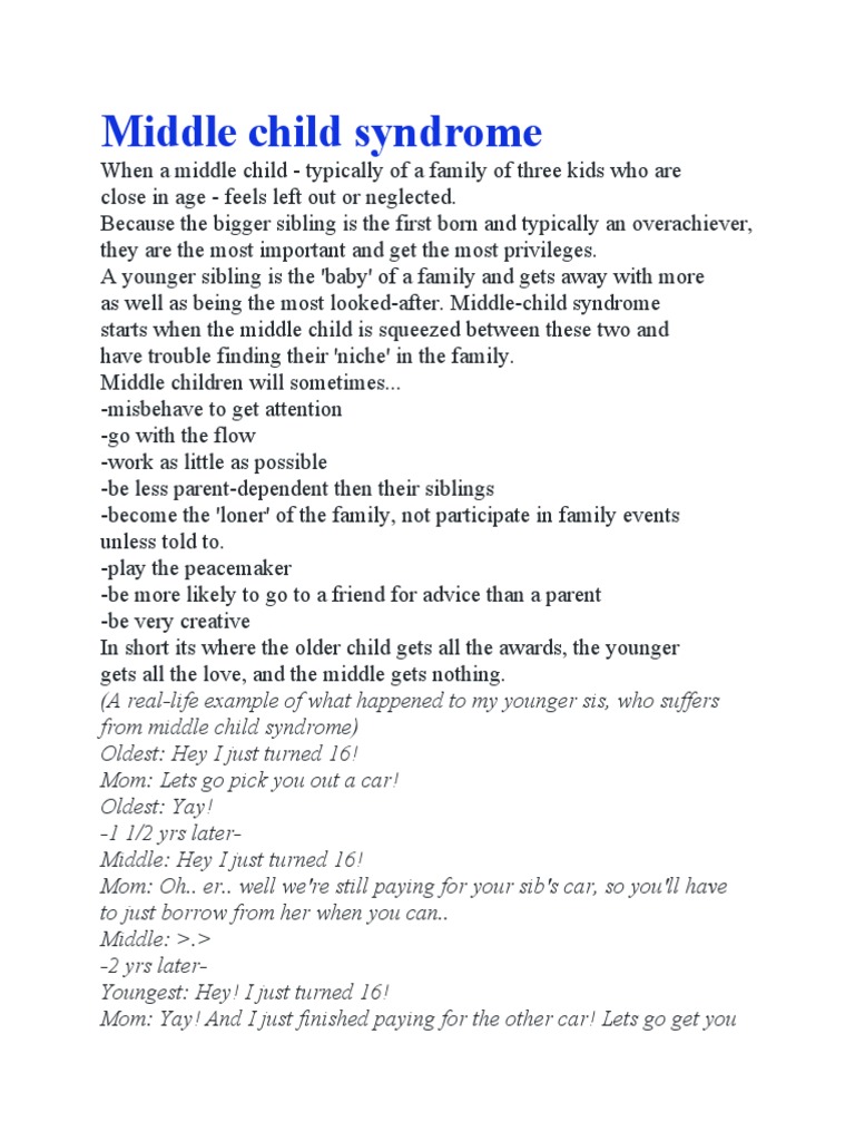 Middle Child Syndrome | PDF | Sibling | Herbert Hoover