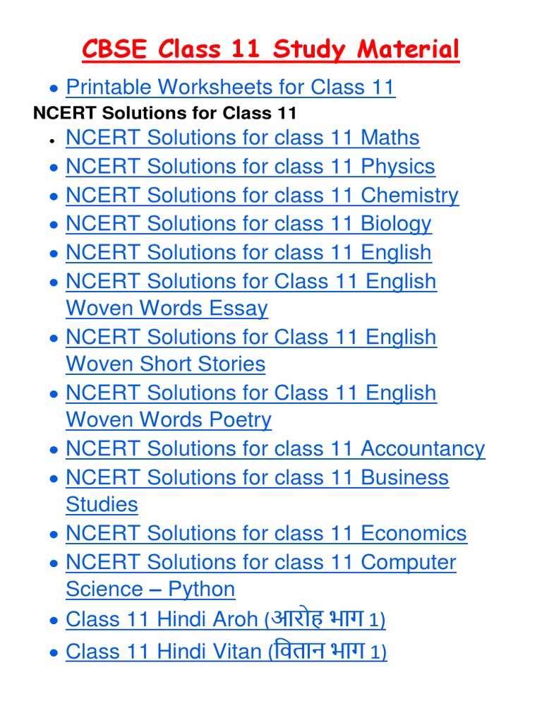 CBSE Study Materials For Class 11 | PDF | Science | Academia