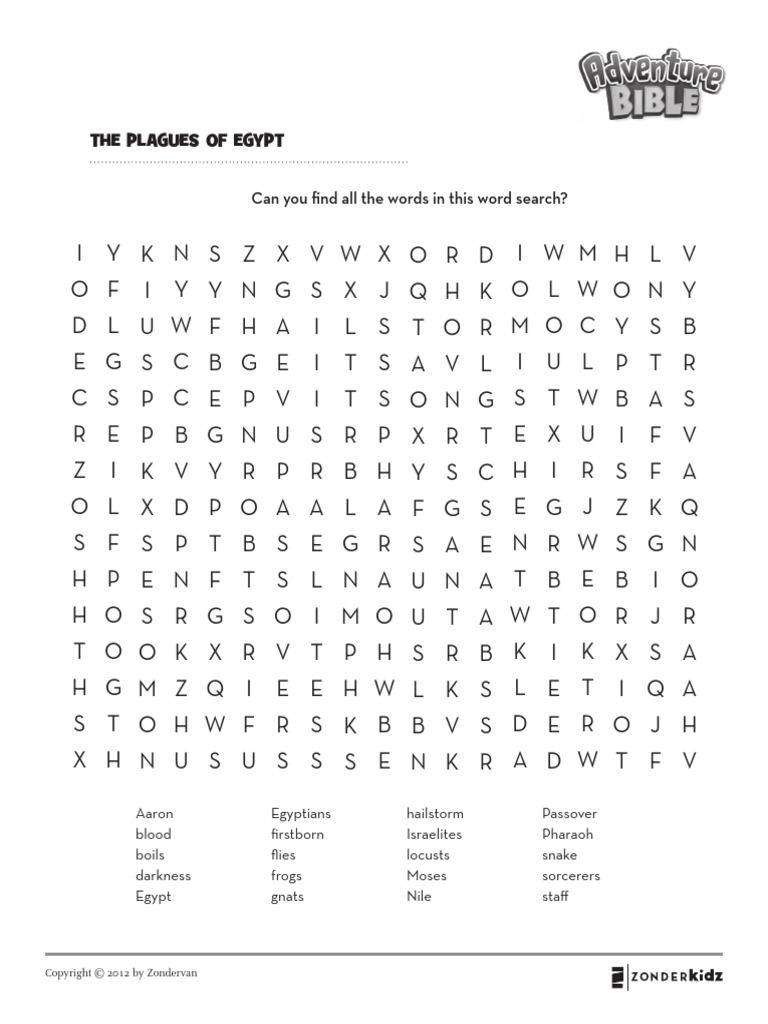 Word Searches Plagues of Egypt | PDF