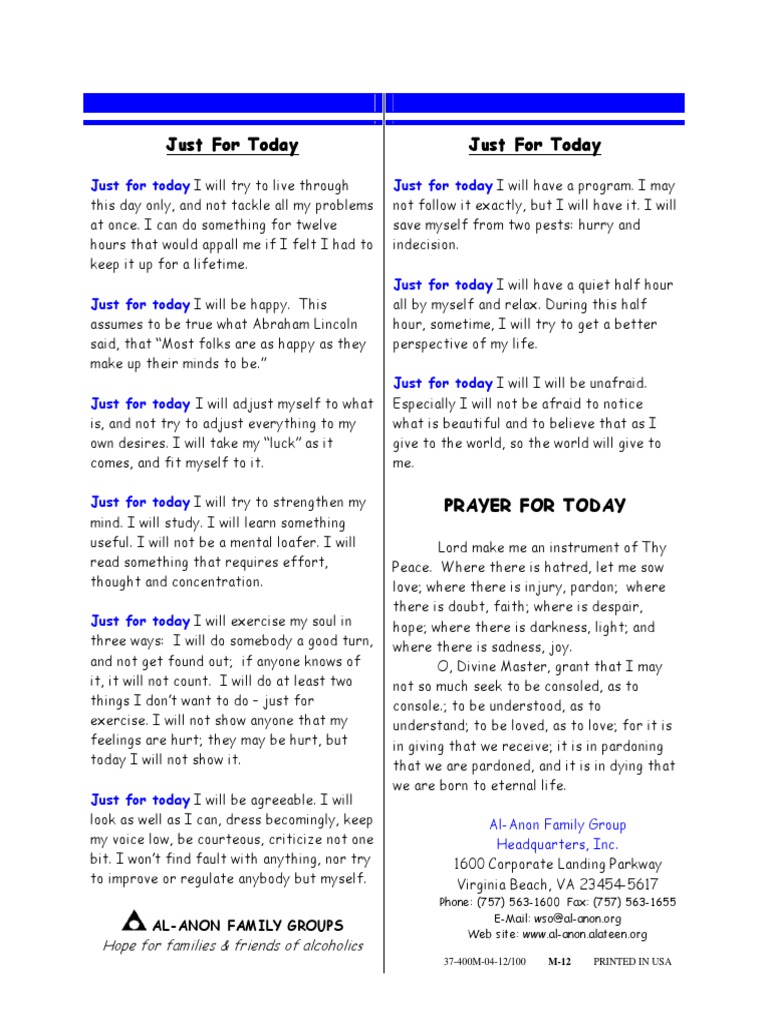 Just For Today Just For Today | PDF