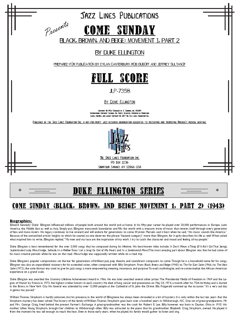 Come Sunday | PDF | Suite (Music) | Performing Arts