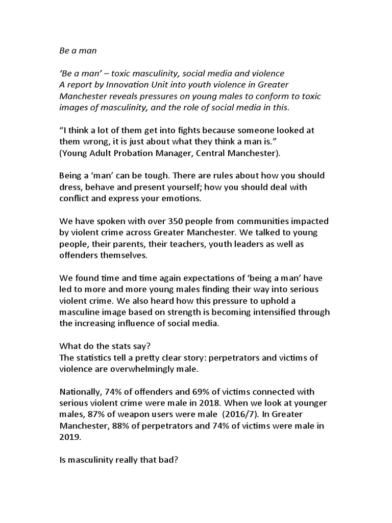 Be A Man | PDF | Social Media | Popular Culture & Media Studies