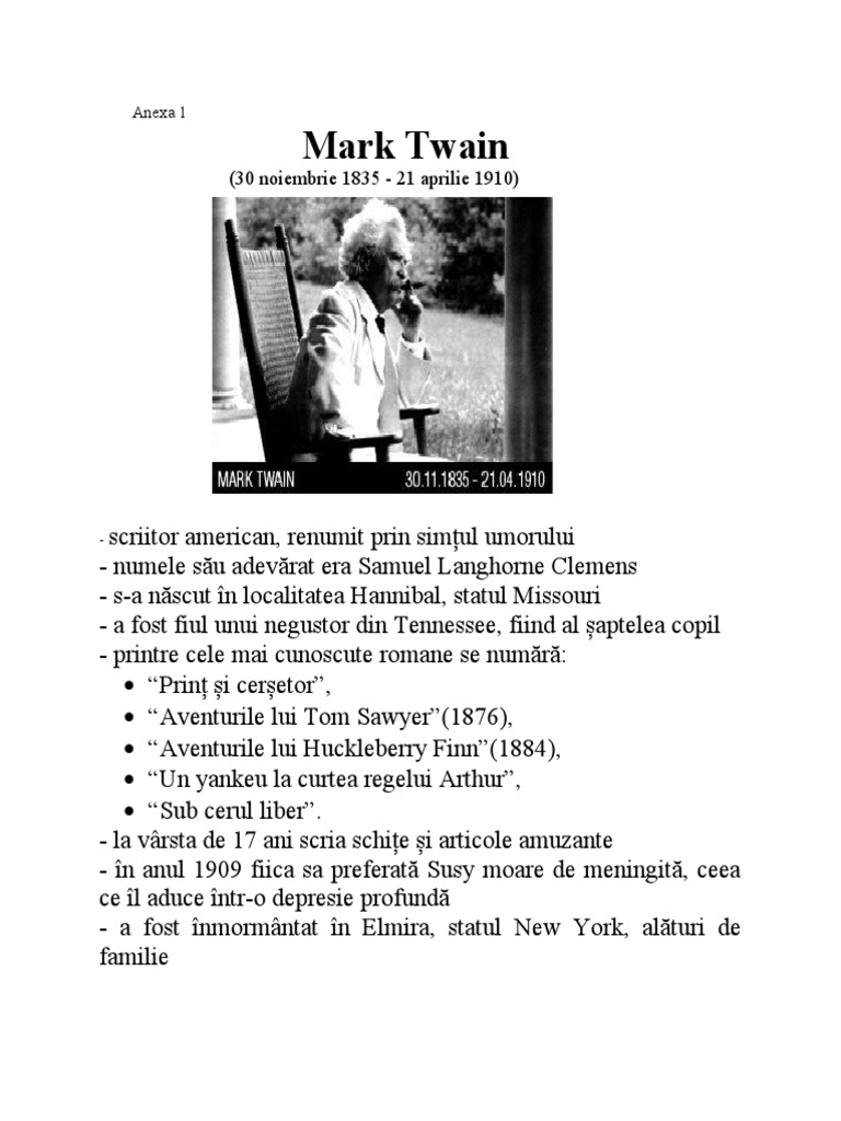 Informatii Despre Mark Twain | PDF