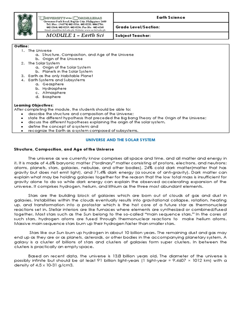Earth Science MODULE 1 PDF | PDF