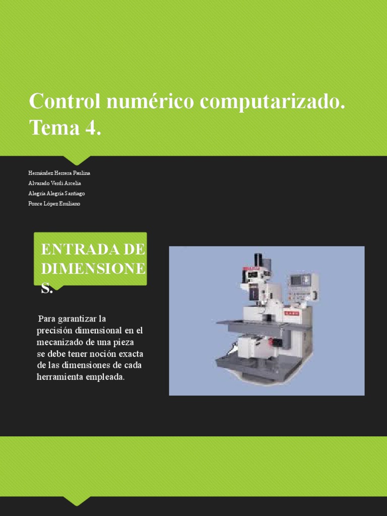 Control Numérico Computarizado: Dimensiones y Compensaciones | PDF ...