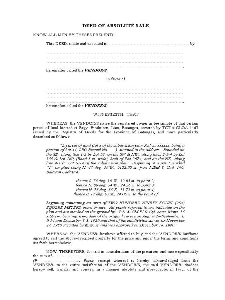 Deed of Sale Parcel of Land 3 | PDF | Real Estate Law | Natural ...