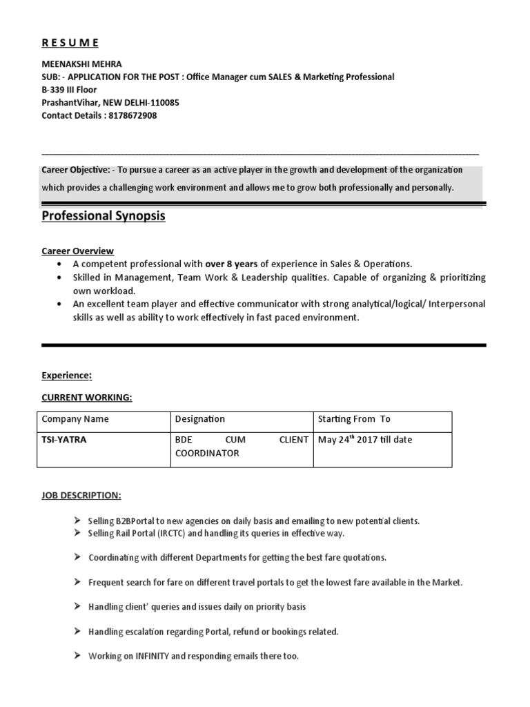CV - Meenakshi | PDF | Business | Psychological Concepts