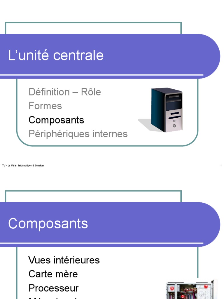 Rôle et composants de l'unité centrale | PDF | Design électronique | Électrotechnique