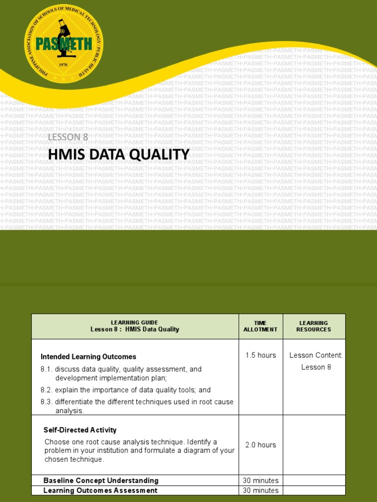 Hmis Data Quality: Lesson 8 | PDF | Data Quality | Data