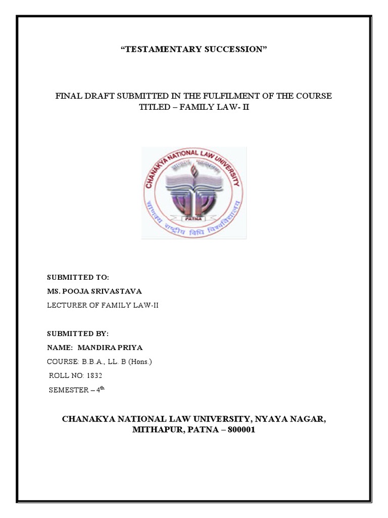 Testamentary Succession | PDF | Will And Testament | Intestacy