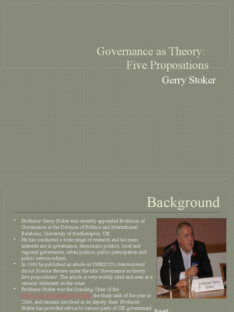 Governance Theory: Five Key Propositions | PDF | Governance | Autonomy