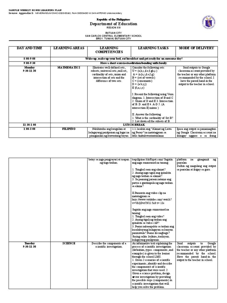 Weekly Home Learning Plan Editable | PDF | Behavior Modification ...