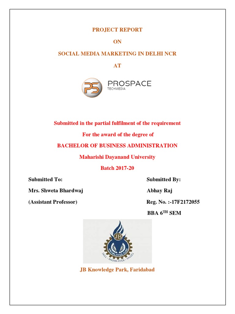 Social Media Marketing Project Report | PDF | Social Media | Popular ...
