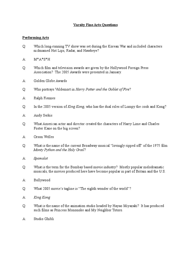 Varsity Fine Arts Questions | PDF | Opera | Conducting
