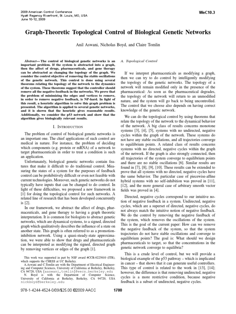 Graph-Theoretic Topological Control of Biological Genetic Networks ...