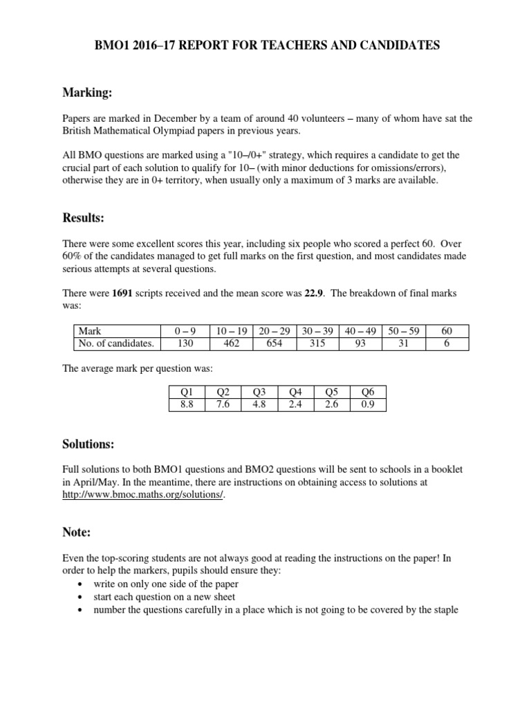 Bmo1 2017 Report | PDF