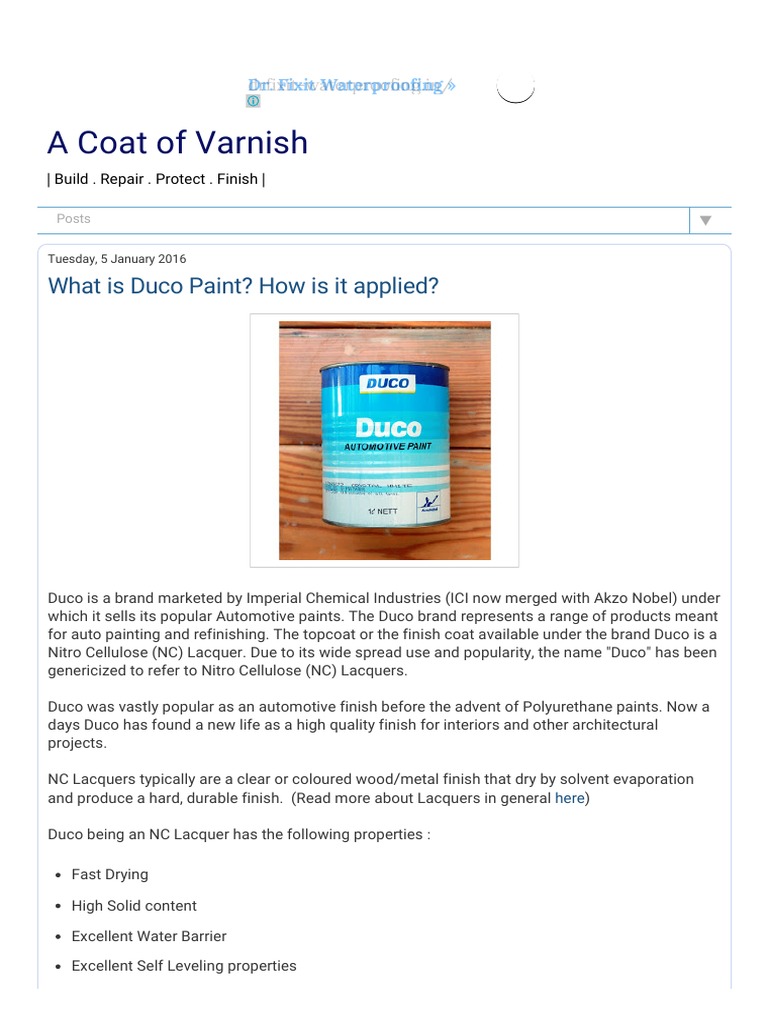 A Coat of Varnish - What Is Duco Paint - How Is It Applied | PDF ...