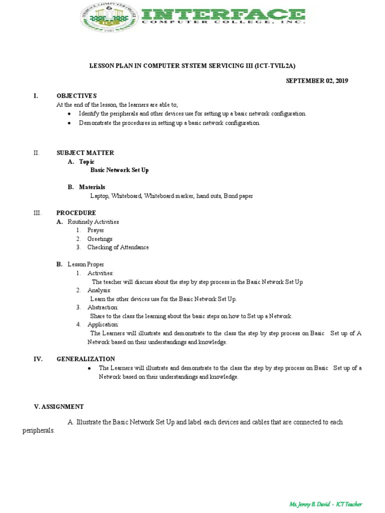 10 Lesson Plan in Computer System Servicing Iii | PDF