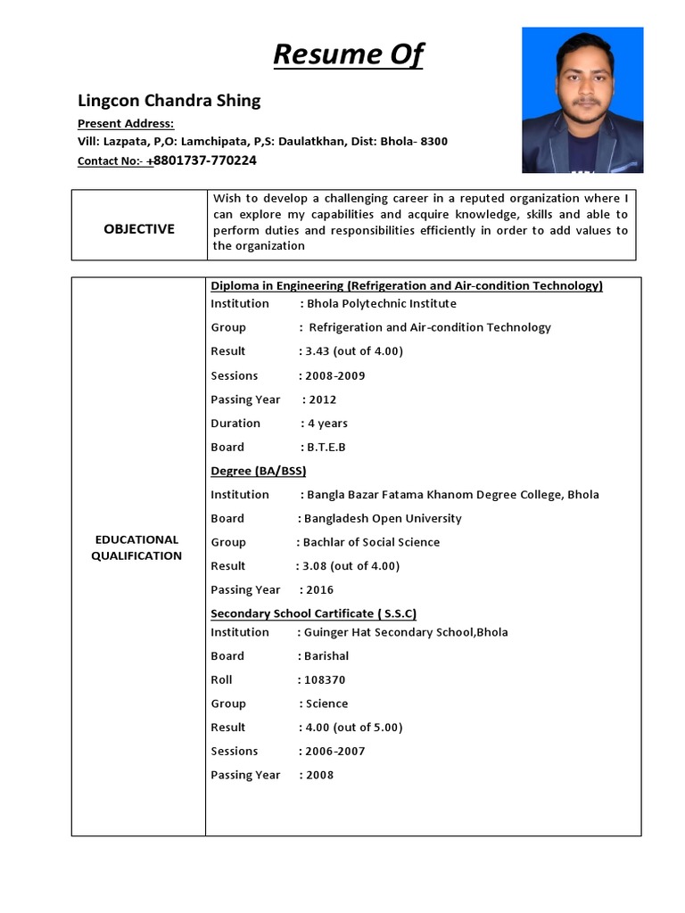 CV of Lingcon Chandra Shing | PDF | Bangladesh | Computing