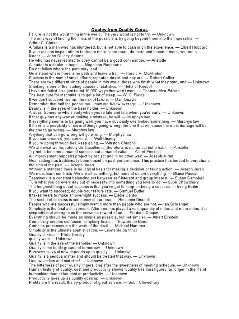 Quotes From Quality Gurus | PDF | Customer