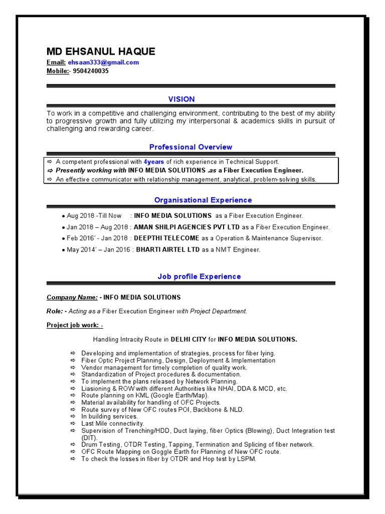 MD Ehsanul Haque: Vision | PDF | Optical Fiber | Telecommunications