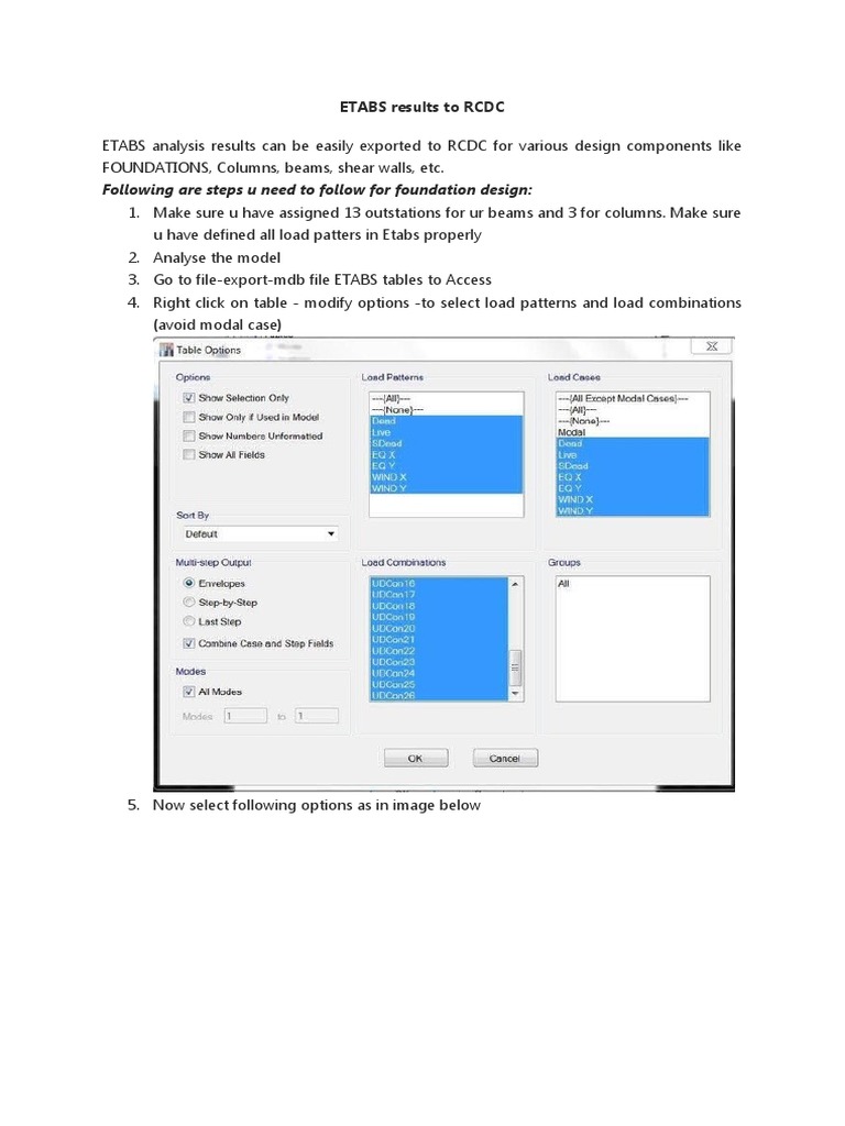 Following Are Steps U Need To Follow For Foundation Design:: ETABS Results To RCDC | PDF | Computers
