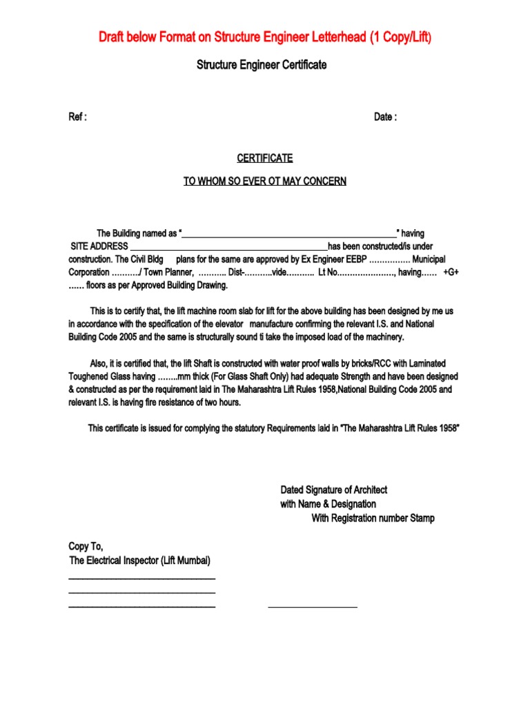 Structure Engineer Certificate | PDF