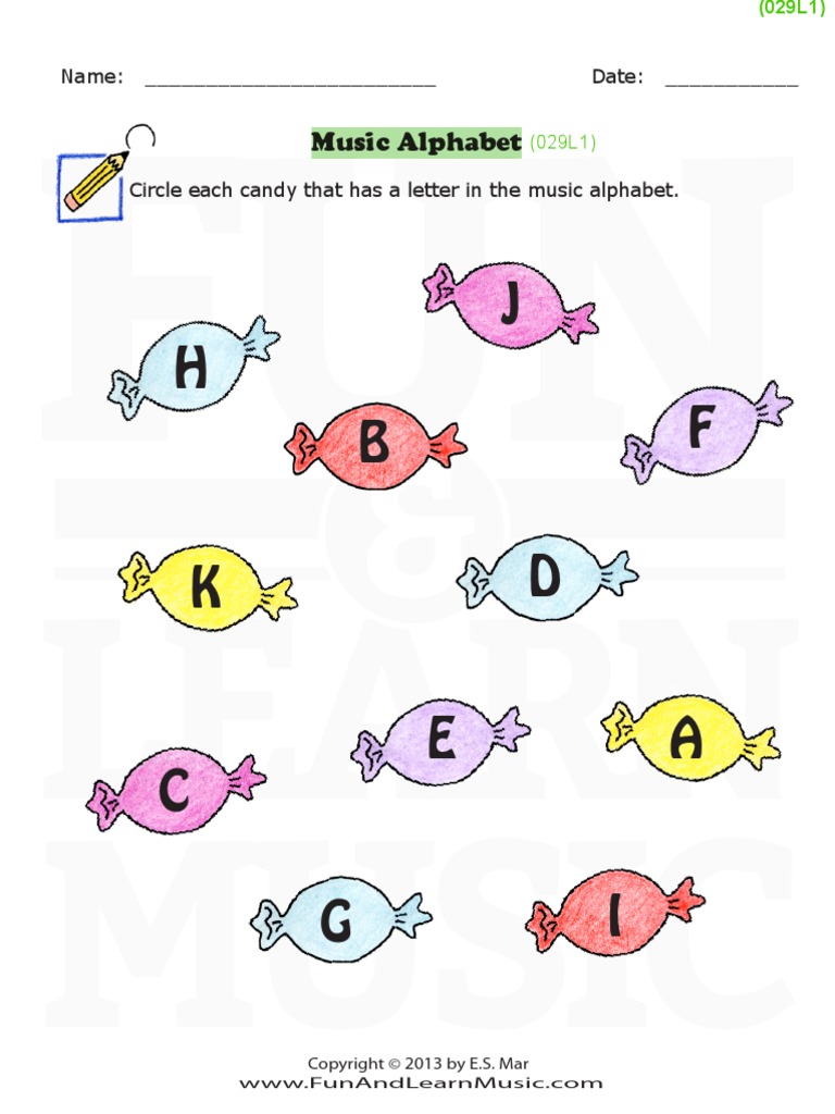 029 - Music Worksheets - Circle Musical Alphabet | PDF