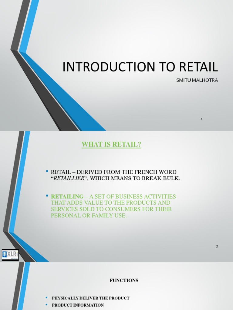 Introduction To Retail: Smitu Malhotra | PDF | Retail | E Commerce