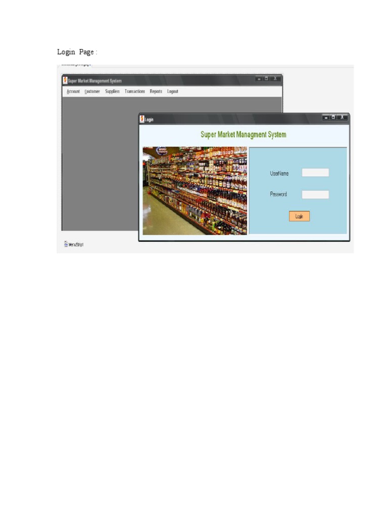 Supermarket Management System Project Screen Shots | PDF