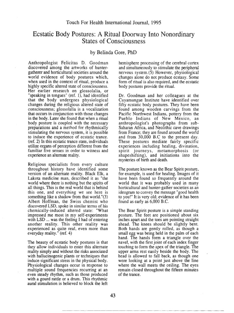 Ecstatic Body Postures: A Ritual Doorway Into Nonordinary States of ...