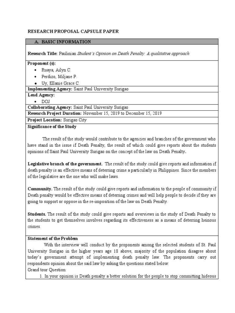 Capsule Research Proposal | PDF | Capital Punishment | Government