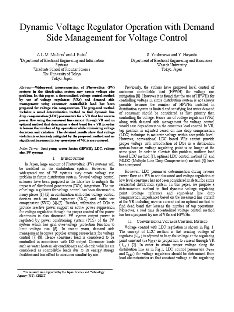 Dynamic Voltage Regulator Operation With Demand Side Management For ...