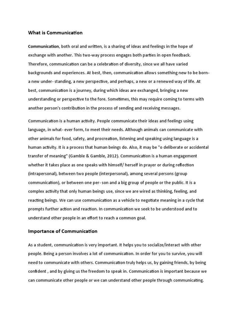 Importance of Communication in Society | PDF | Nonverbal Communication ...