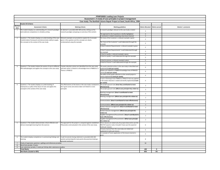 Assessment Marking Criteria | Download Free PDF | Educational ...