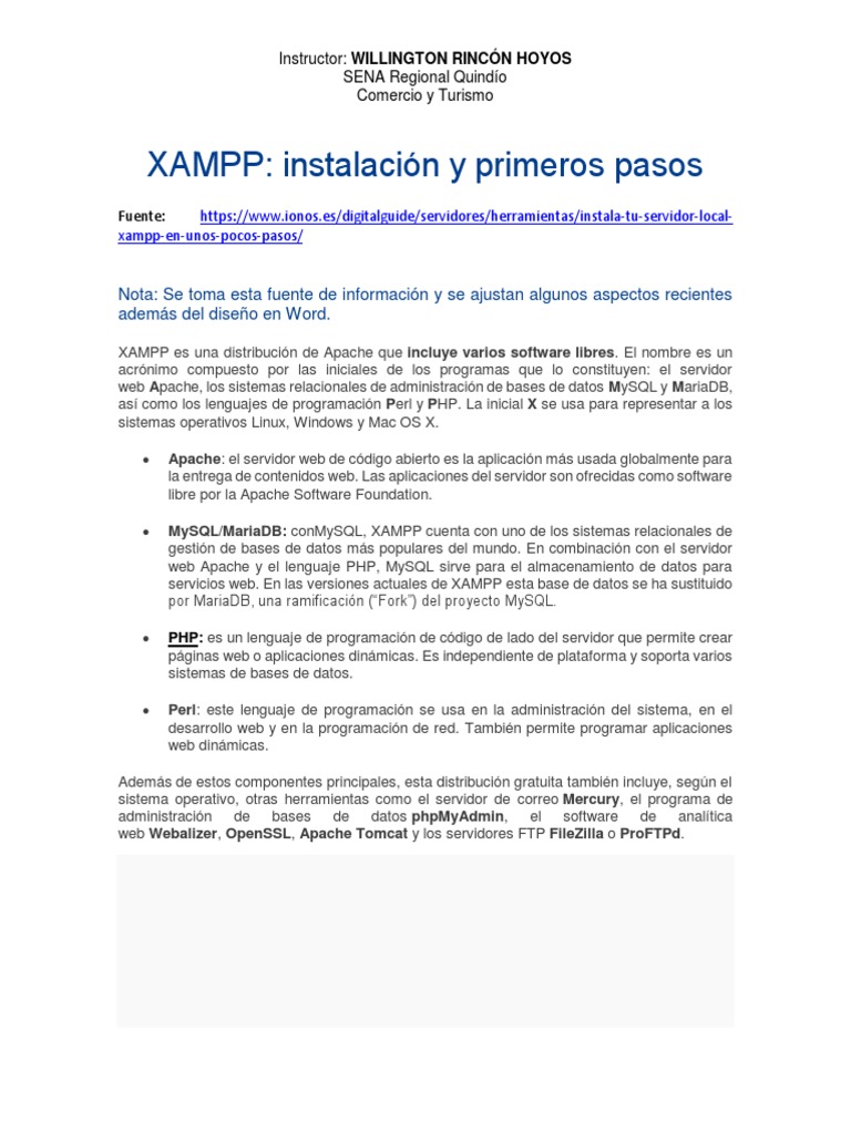 Guia de Instalación XAMPP PDF | PDF | Php | Mi sql