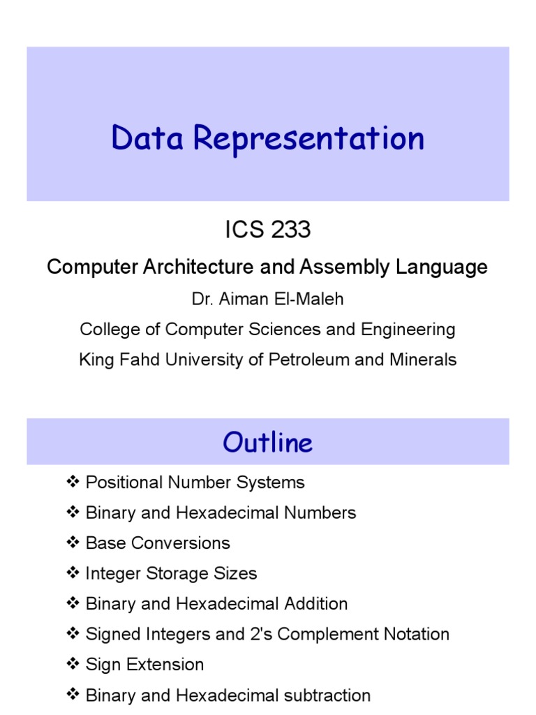 Data Representation: Computer Architecture and Assembly Language | PDF ...
